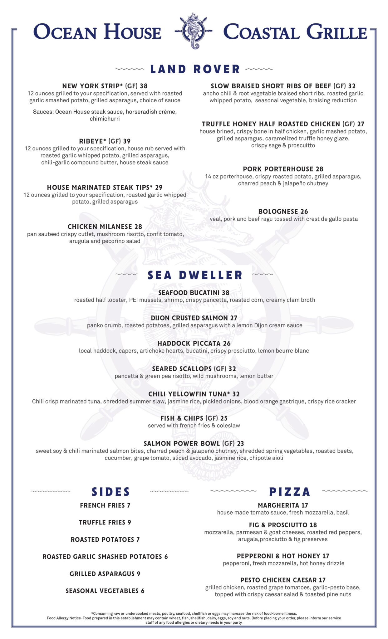 Seafood Menu | Ocean House Coastal Grille