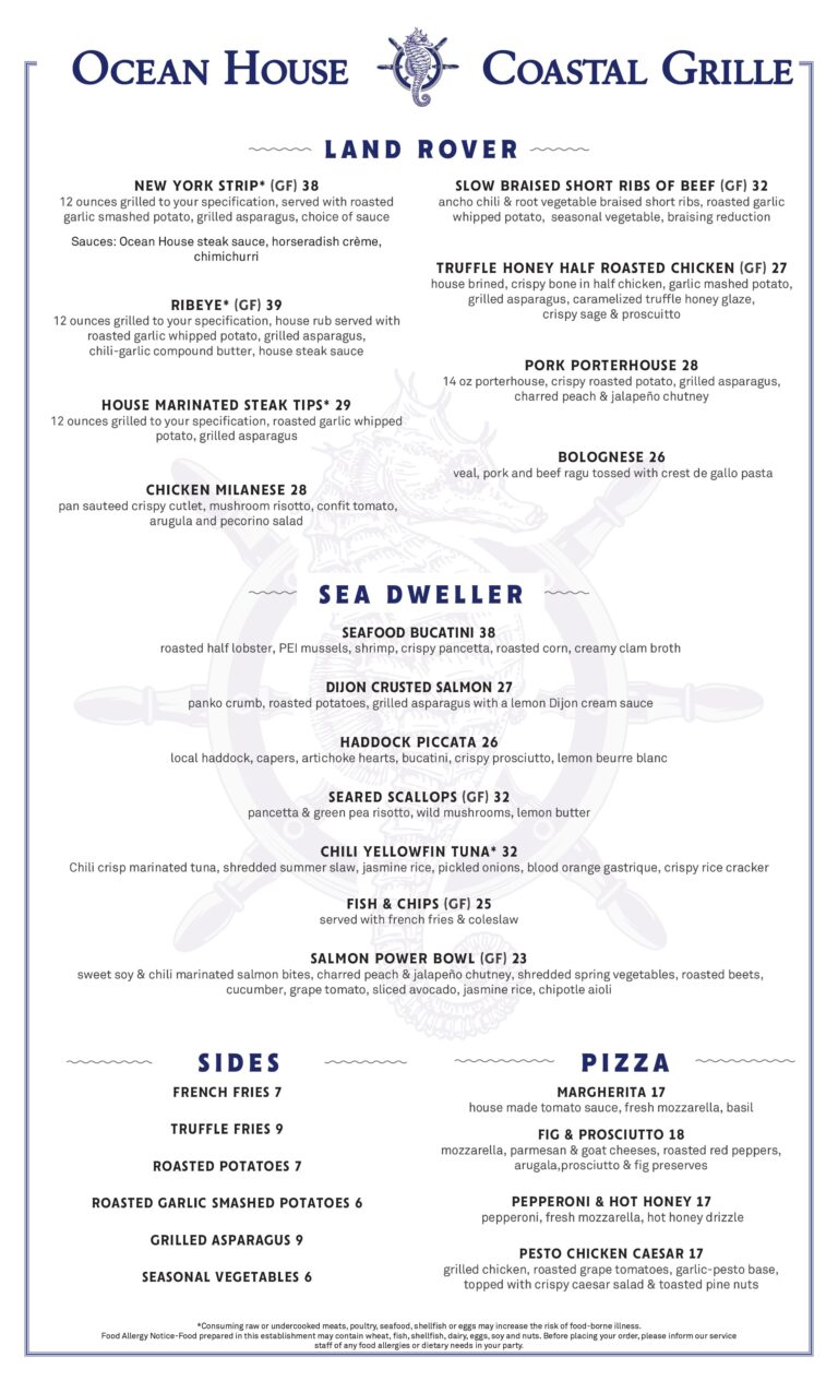 Seafood Menu | Ocean House Coastal Grille