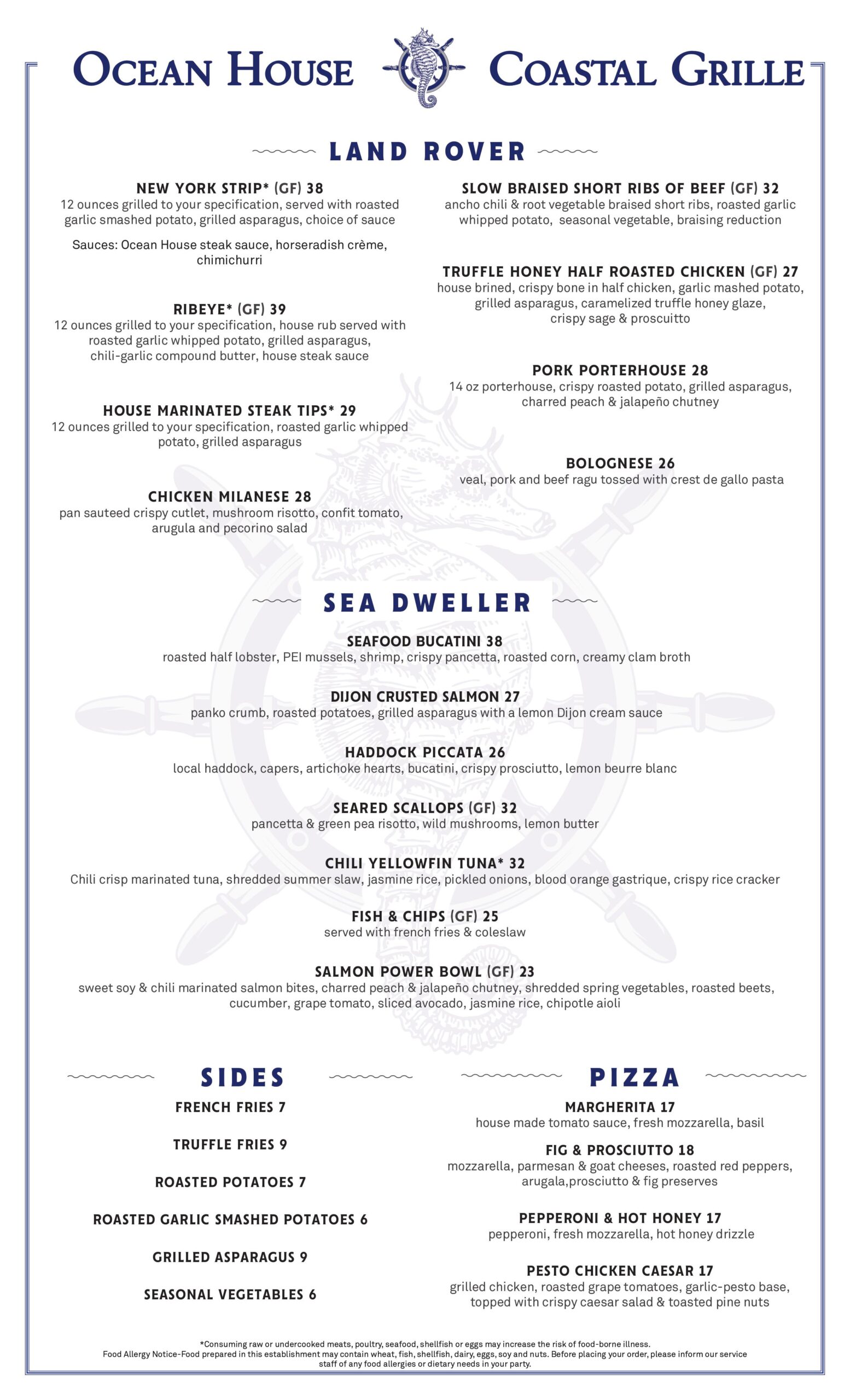 Seafood Menu | Ocean House Coastal Grille