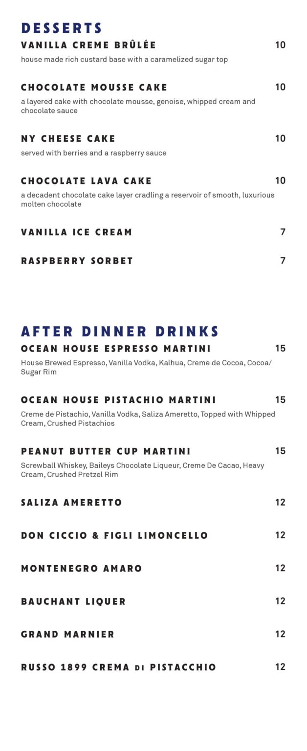 Seafood Menu | Ocean House Coastal Grille