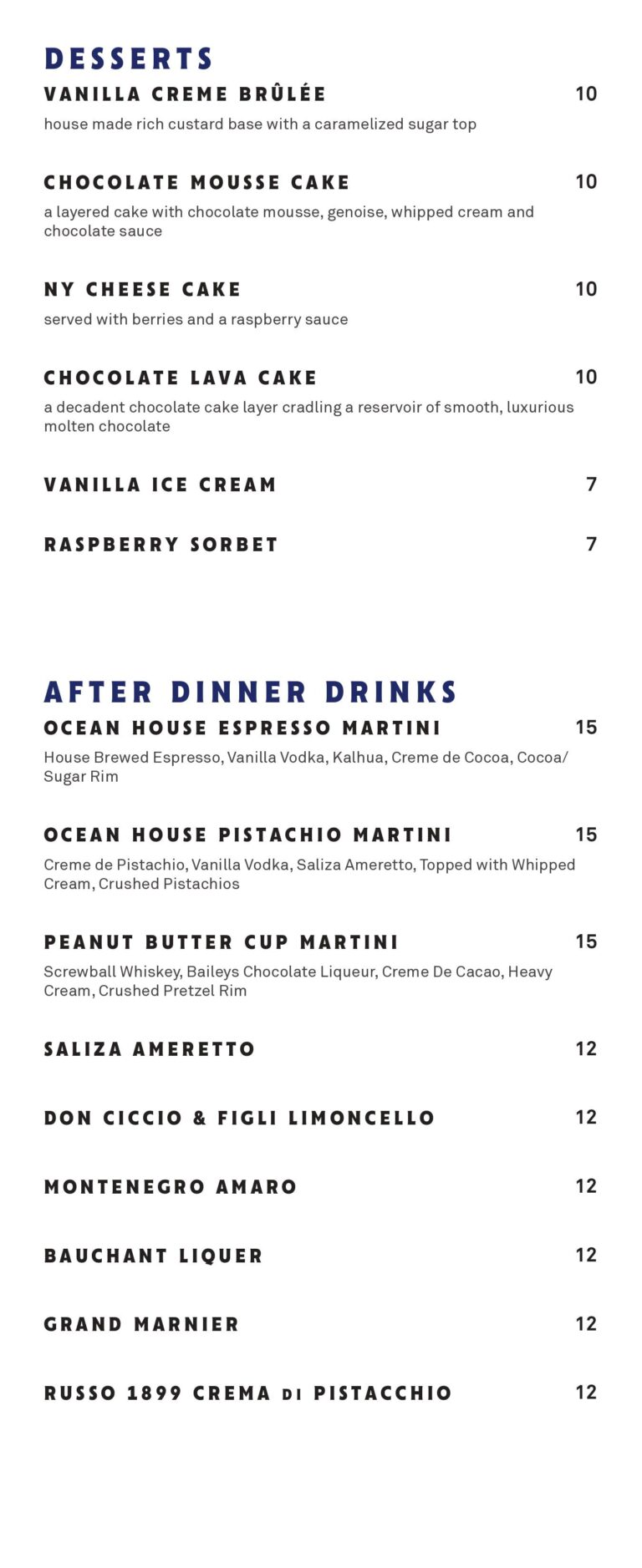 Seafood Menu | Ocean House Coastal Grille