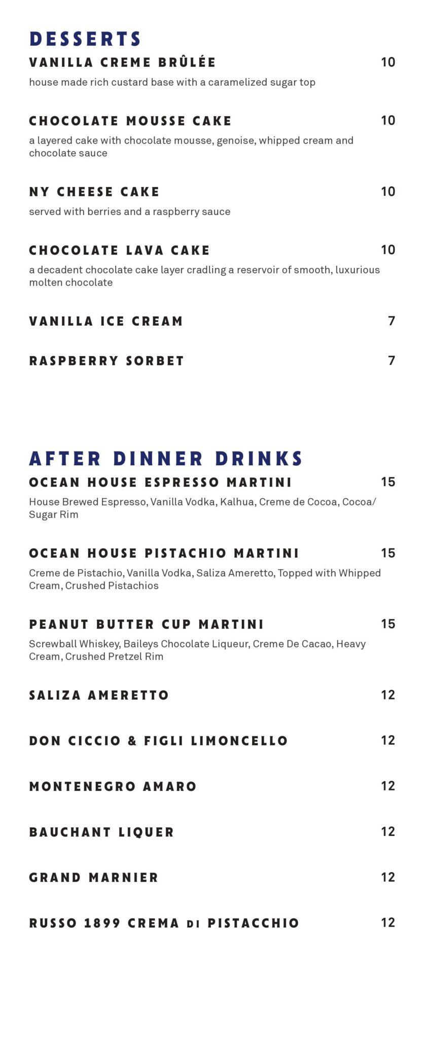 Seafood Menu | Ocean House Coastal Grille